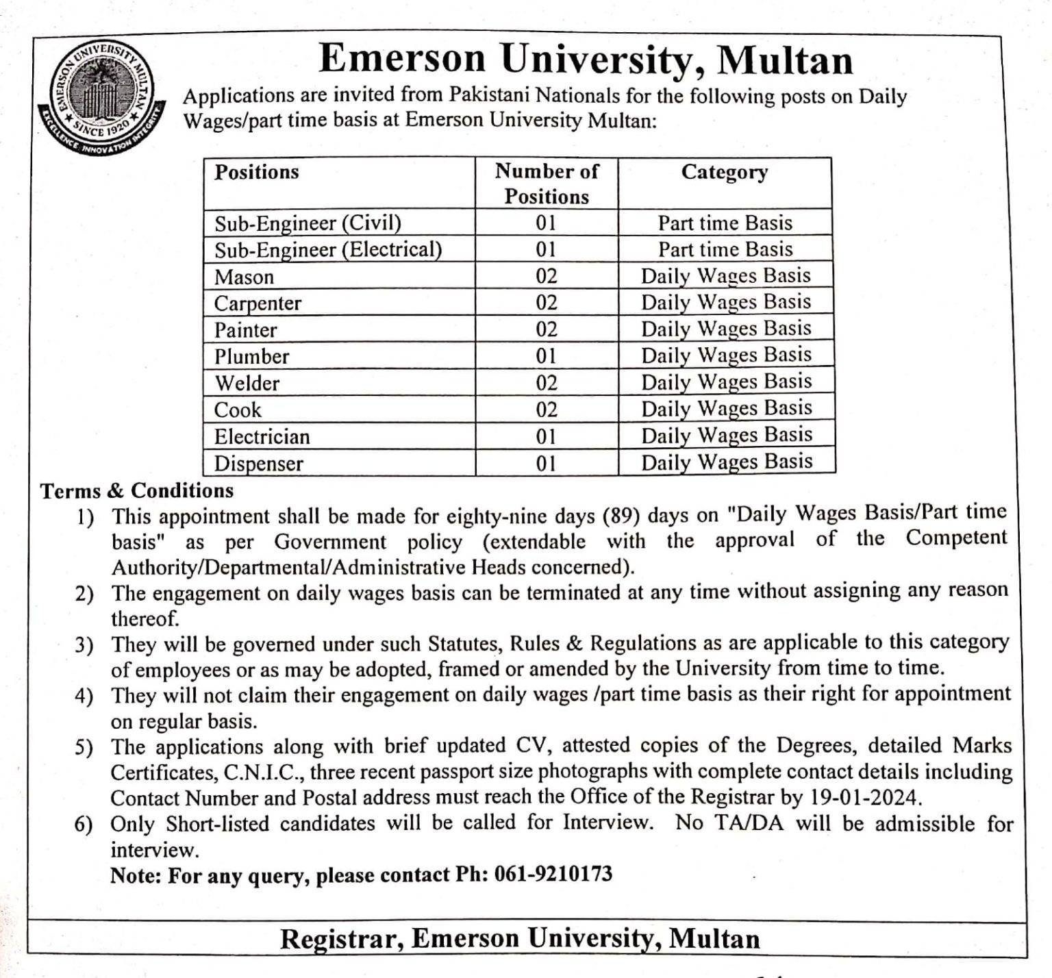 Careers – Emerson University Multan